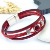 Kit tutoriel bracelet cuir rouge avec cristal swarovski et argent