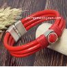 Kit bracelet cuir rouge et cabochon rouge et argent